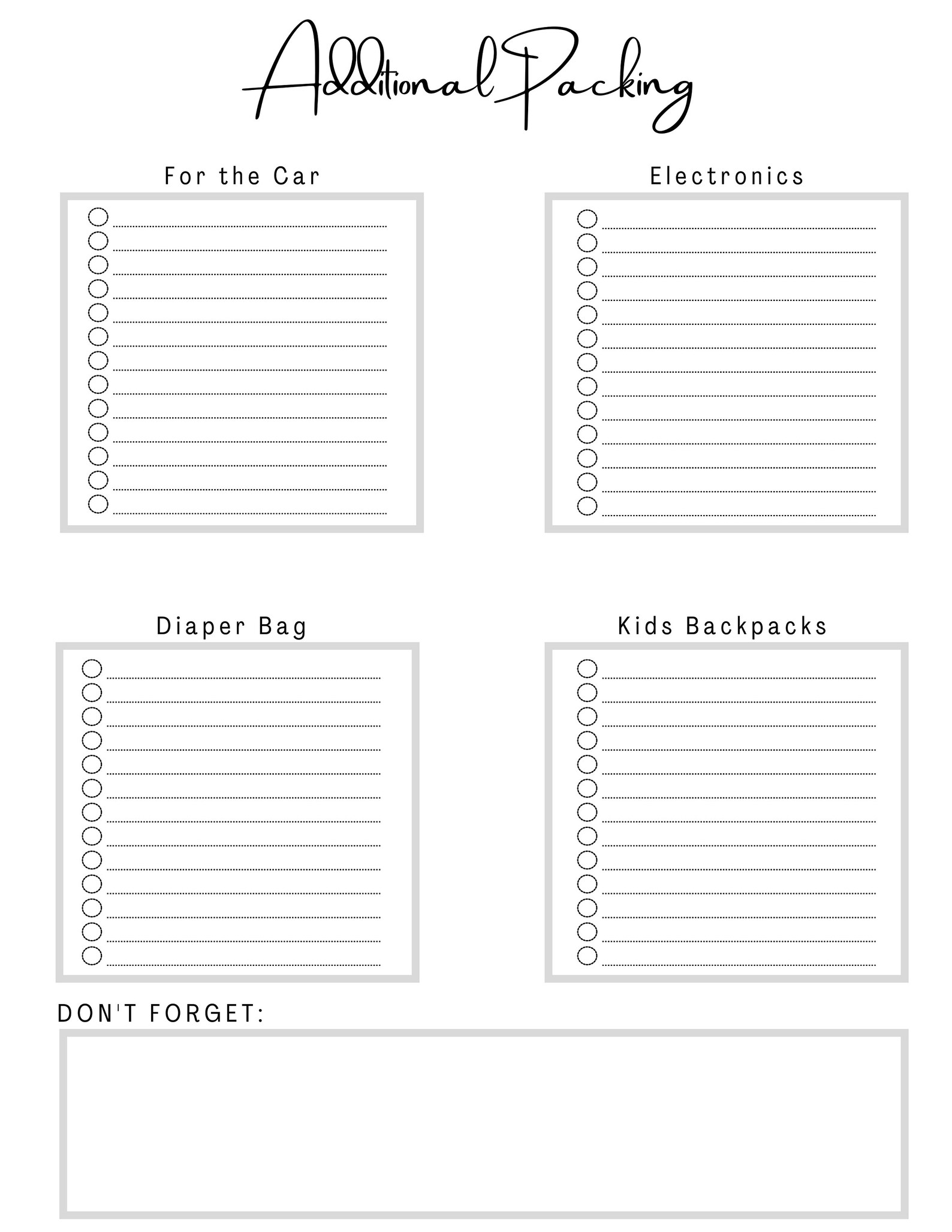 Packing List Template, Black and White, Customizable - Etsy