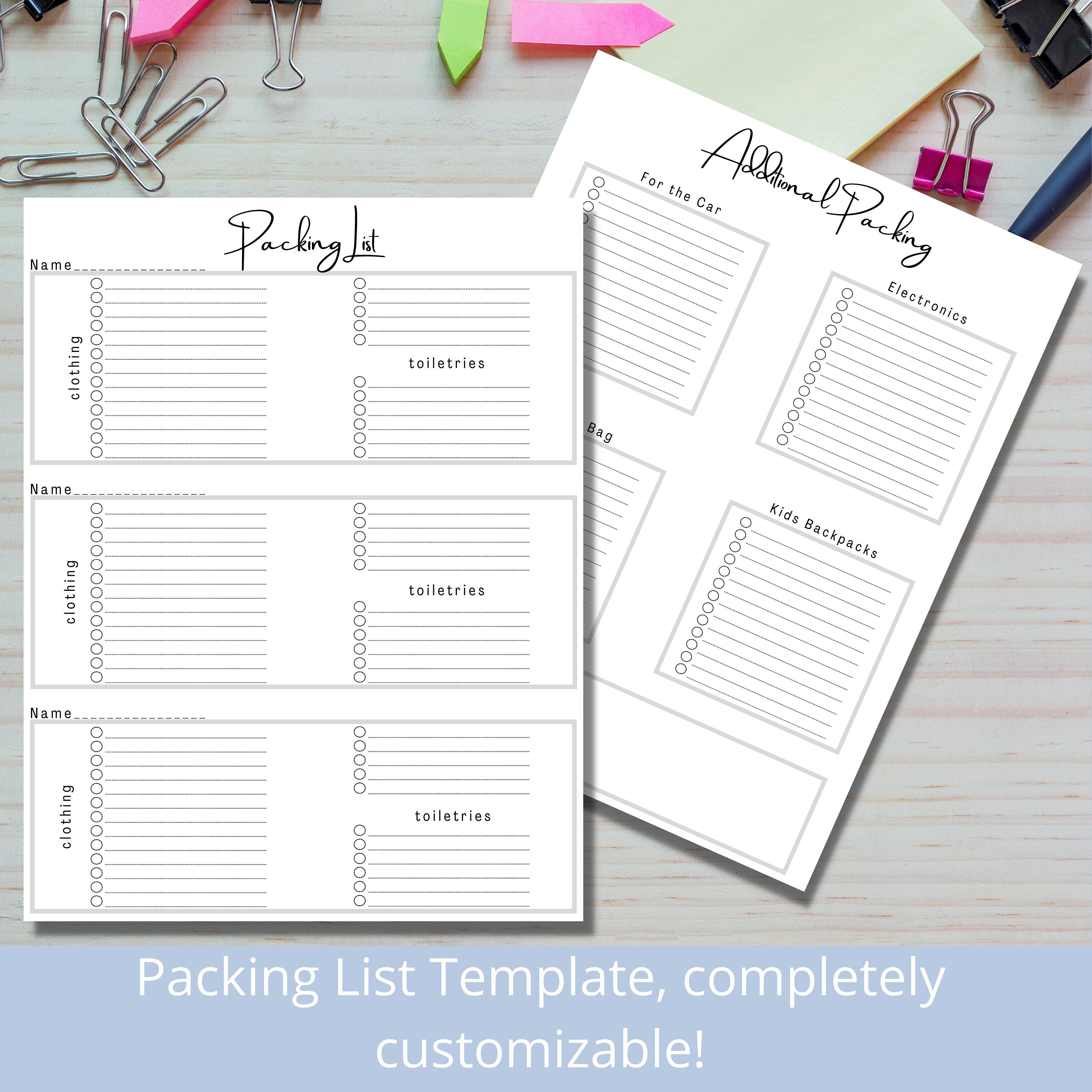 Packing List Template Black and White Customizable - Etsy Israel