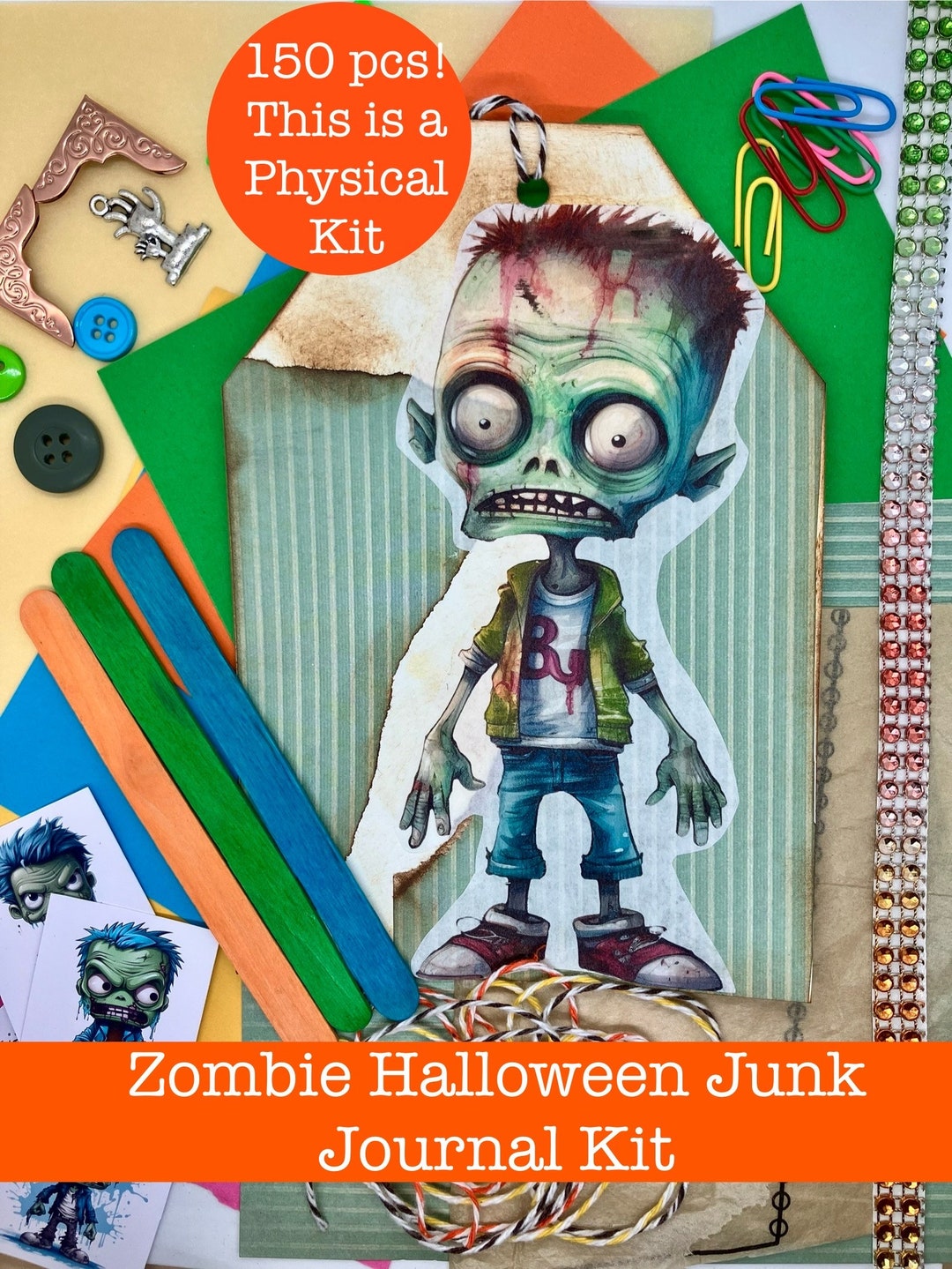 Zombie Halloween Junk Journal Kit Zombie Halloween Zombie Junk Journal ...