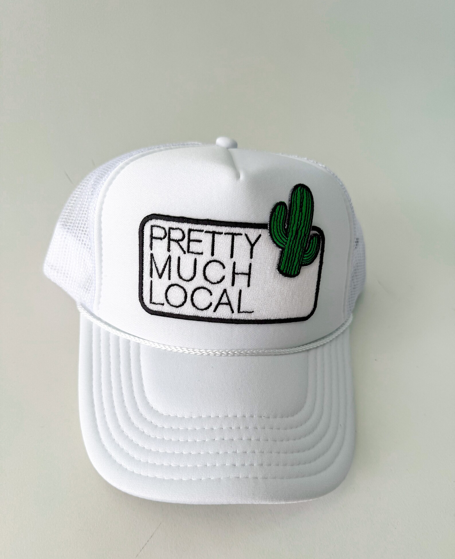 Pretty Much Local Cactus White Trucker Hat | Arizona Hat | Large Patch ...