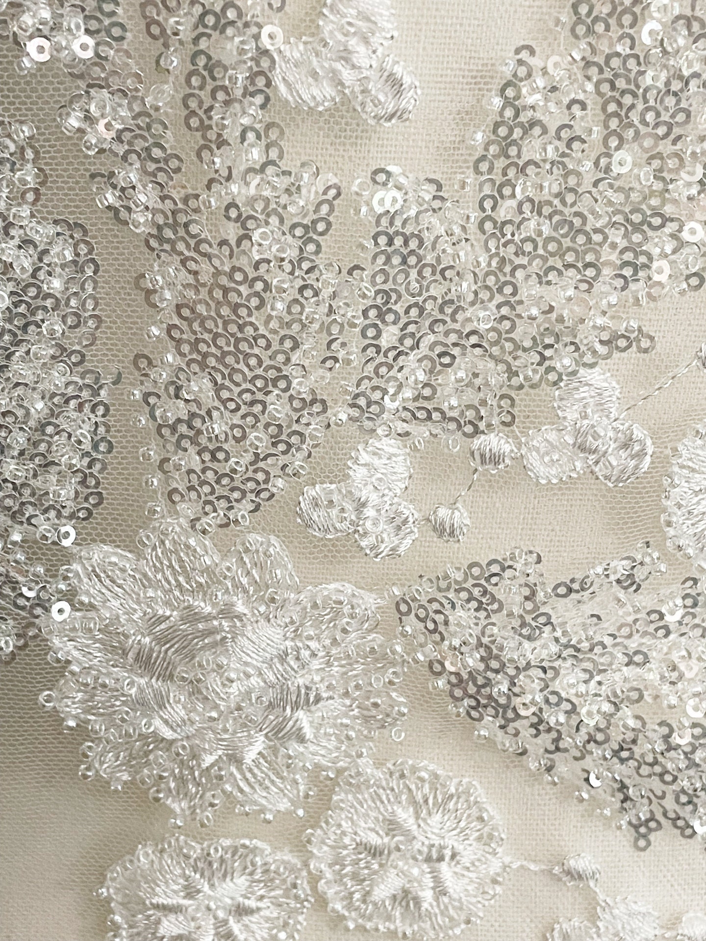 Large Applique White Sequins and Embroidery Panel for Bridal, Gown ...