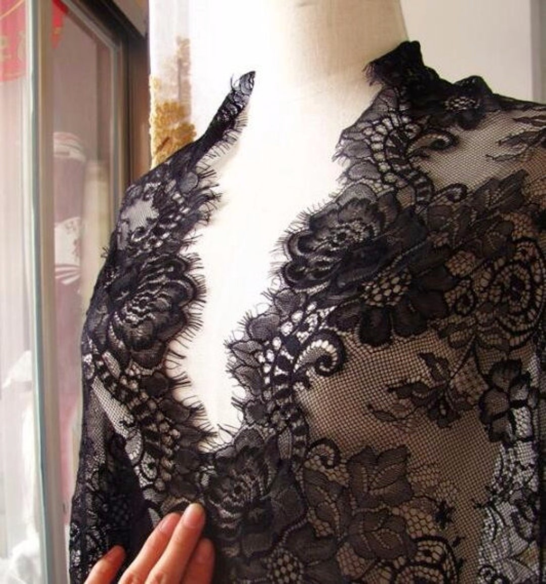 3YDS BLACK WHITE LACE Bundle Scalloped Edge With Eyelash Trim for ...