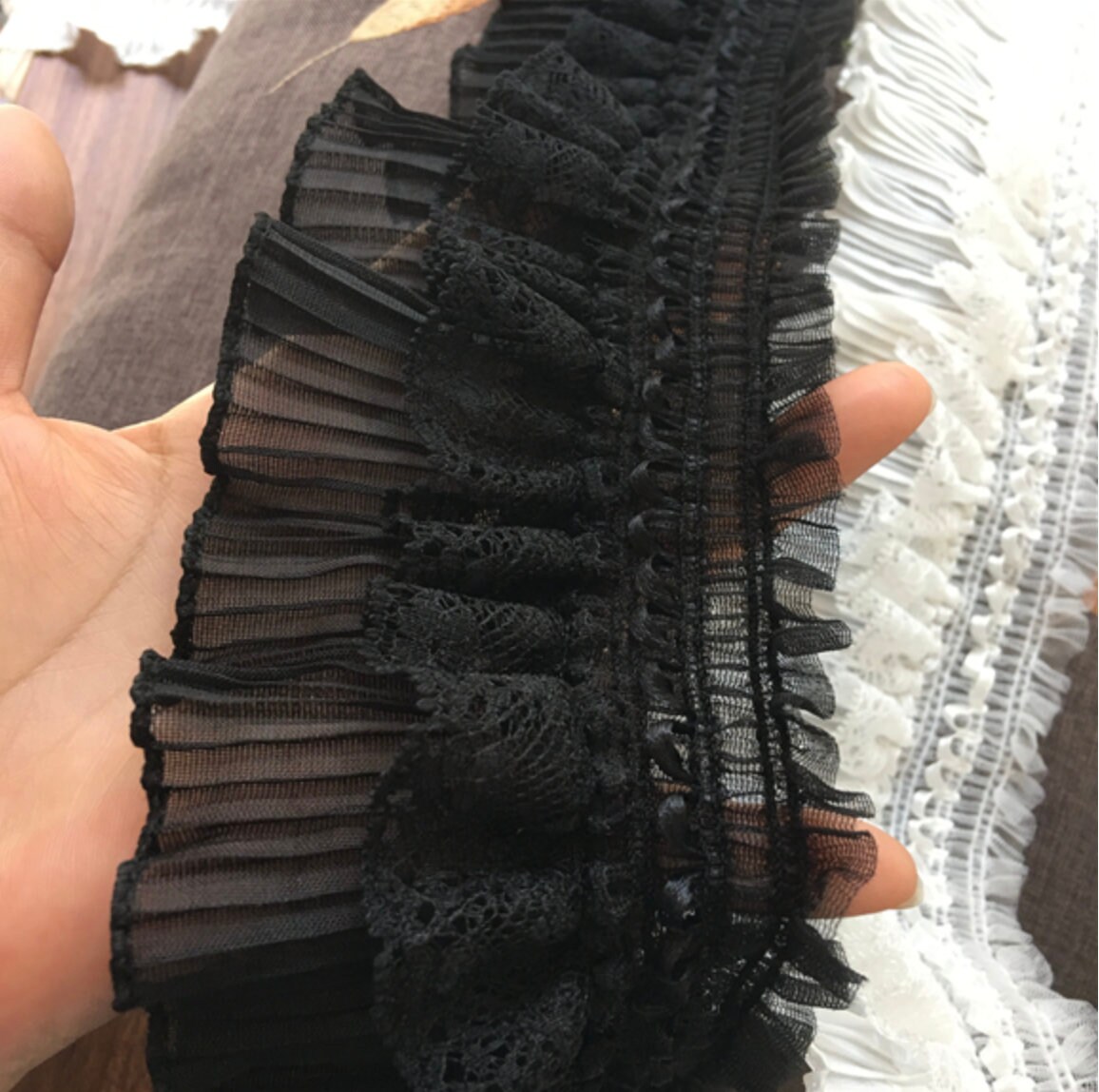 Ruffle Trim by the Yard BLACK WHITE Available for Bridal - Etsy