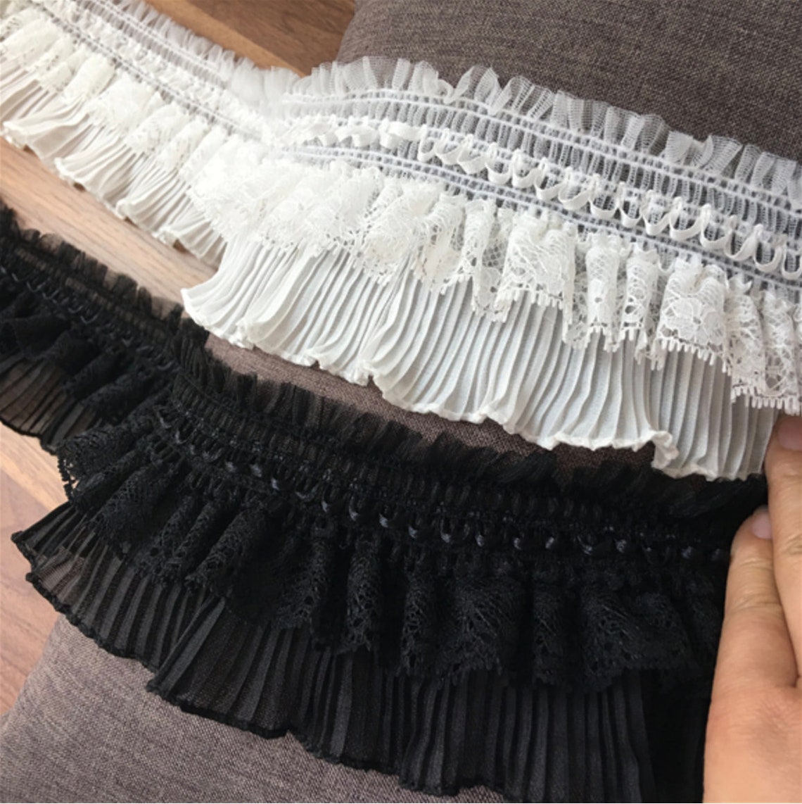 Ruffle Trim by the Yard BLACK WHITE Available for Bridal - Etsy
