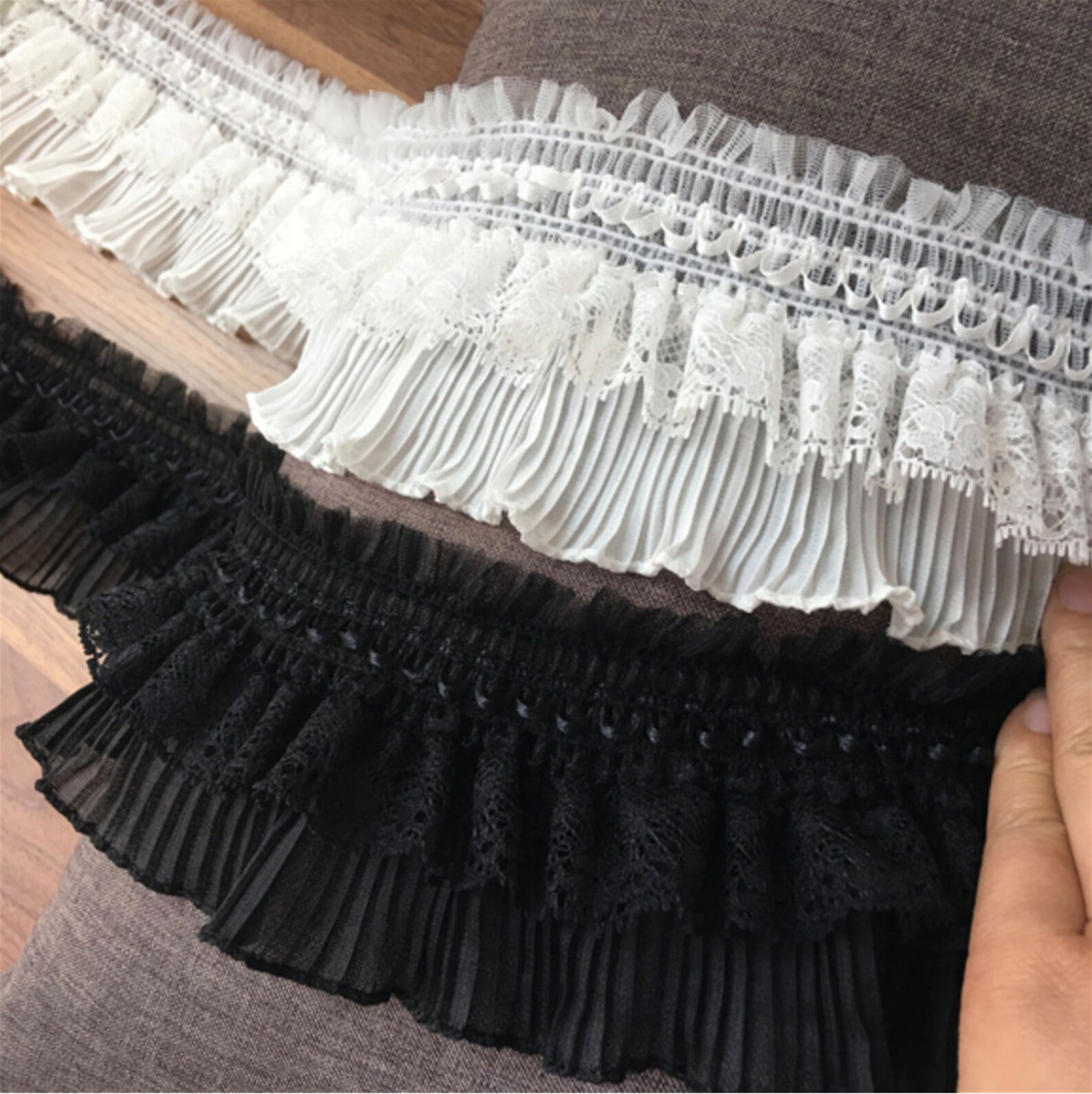 Ruffle Trim by the Yard BLACK WHITE Available for Bridal - Etsy