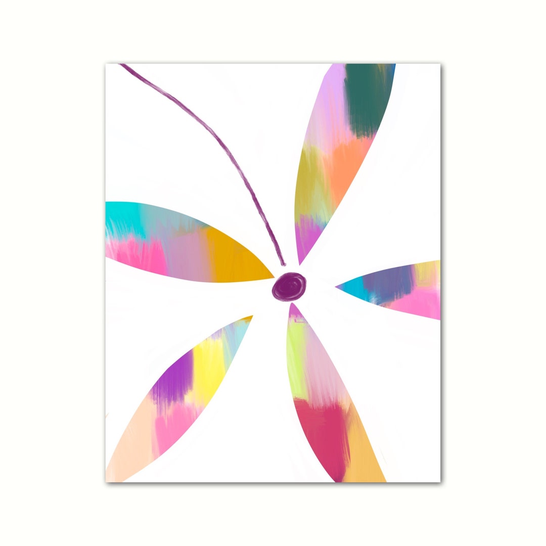 Checked Flower V2, Botanical Art, Flower Print, Colorful Abstract Art ...