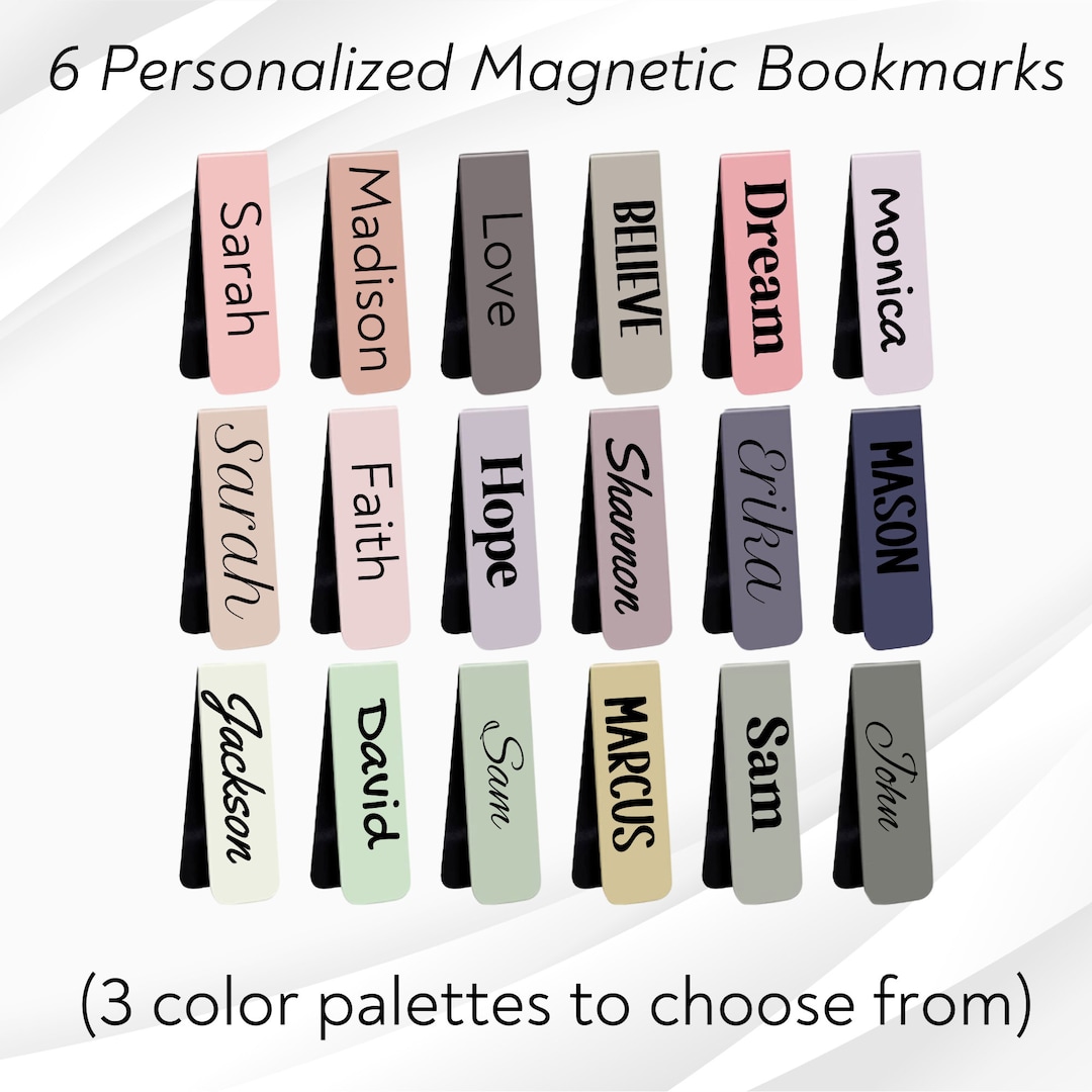 6 Personalized Magnetic Bookmarks Custom Text Magnetic Bookmarks Custom ...
