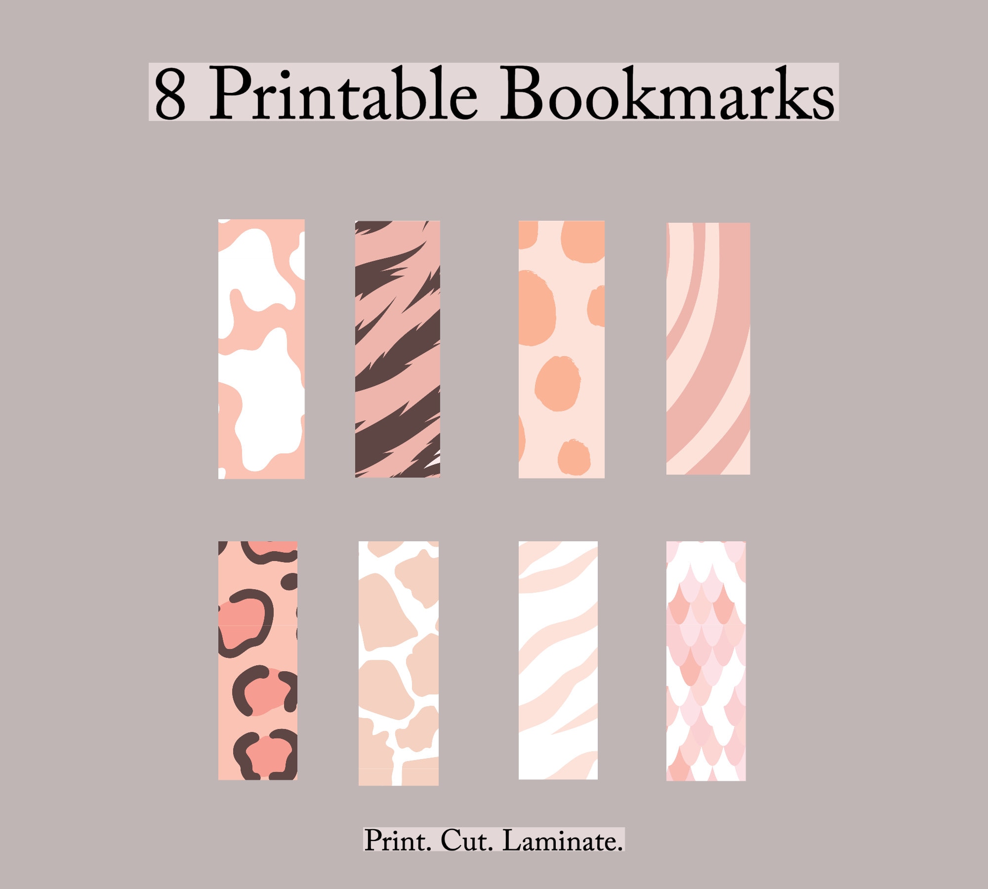 Printable Aesthetic Bookmarks Printable Pink Animal Print Bookmarks ...