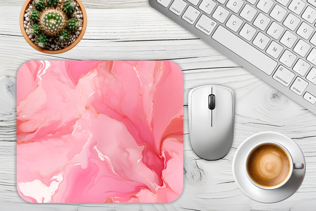Pink and Gold Marble Mouse Pad, Work From Home Gift, Cute Mouse Pad ...