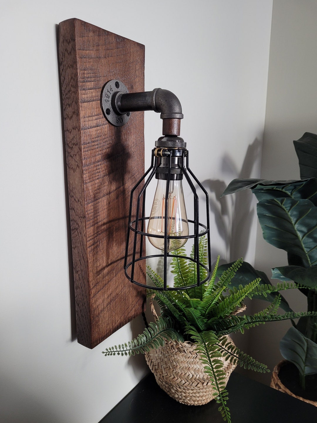 Rustic Industrial Wall Lights Oak Woodworking Handmade - Etsy