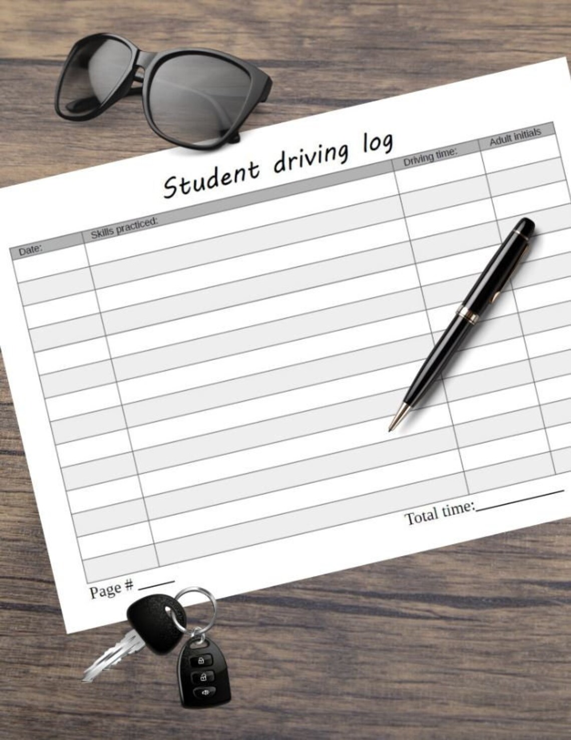 Student Driving Log Digital PDF Printable Black & White - Etsy