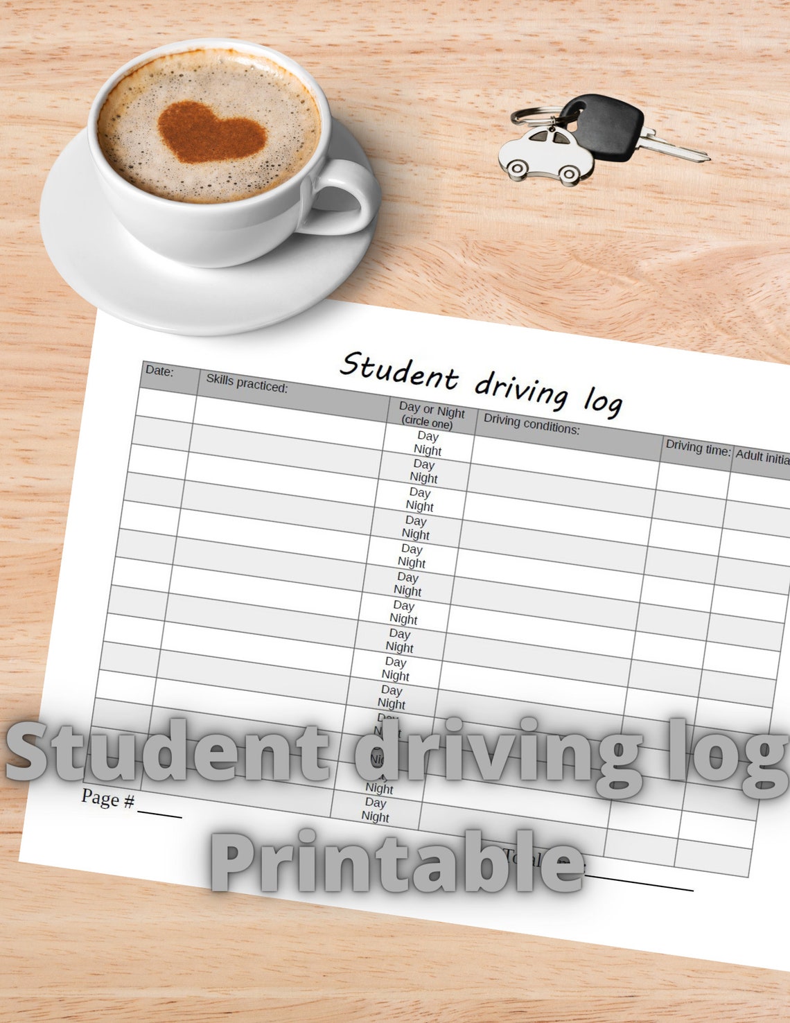 Detailed Student Driving Log Digital PDF Printable Black & White - Etsy