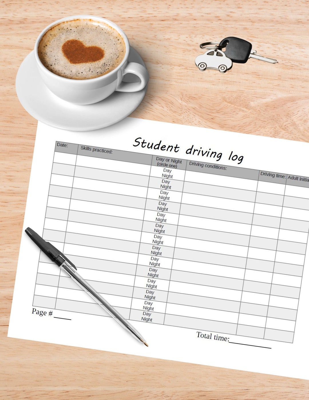 Detailed Student Driving Log Digital PDF Printable Black & White - Etsy