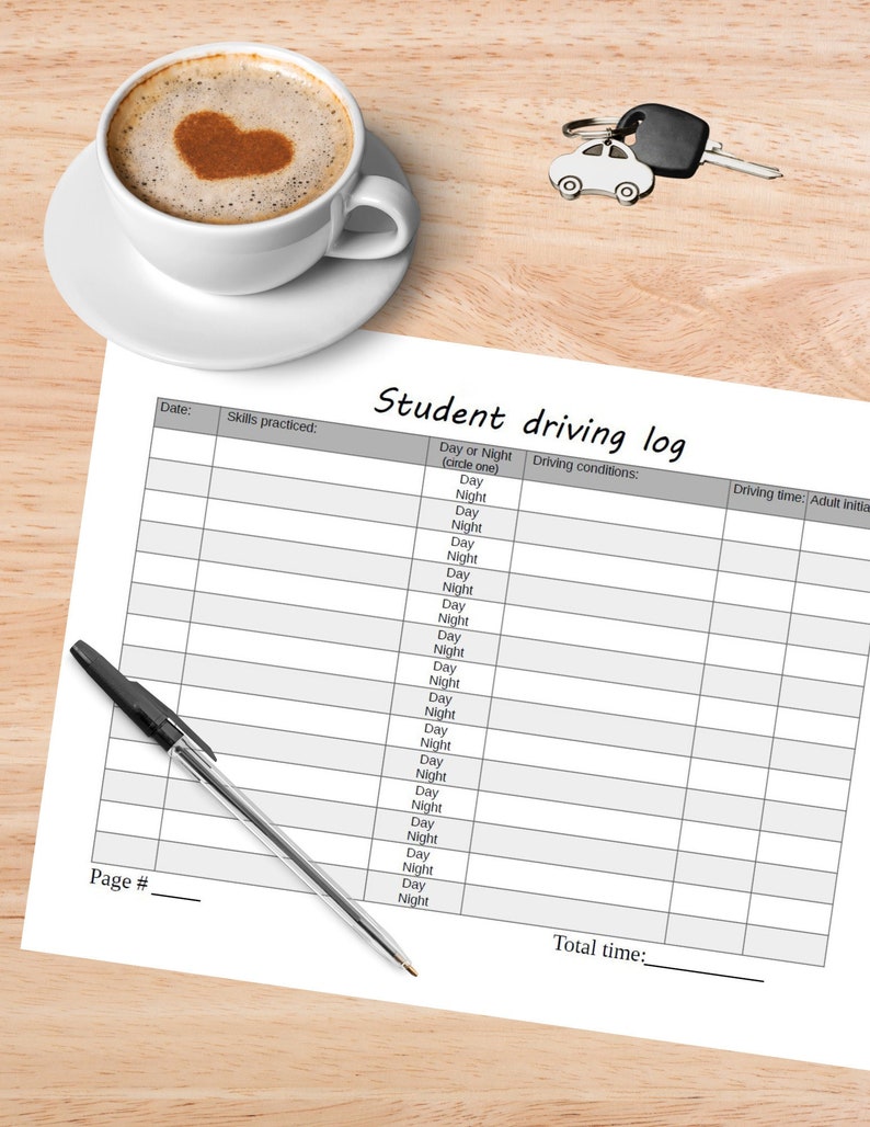 Detailed Student Driving Log Digital PDF Printable Black & White - Etsy