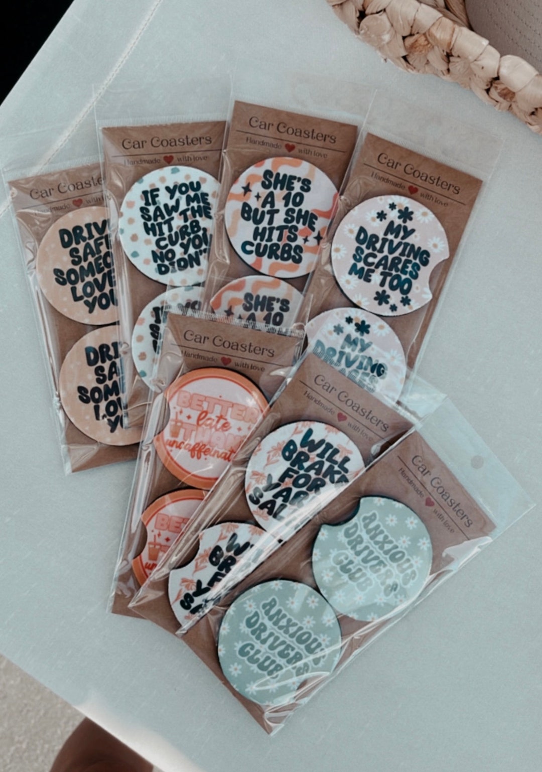 Trendy Car Coasters - Girl Car Coaster Set - Funny Coasters - Aesthetic ...
