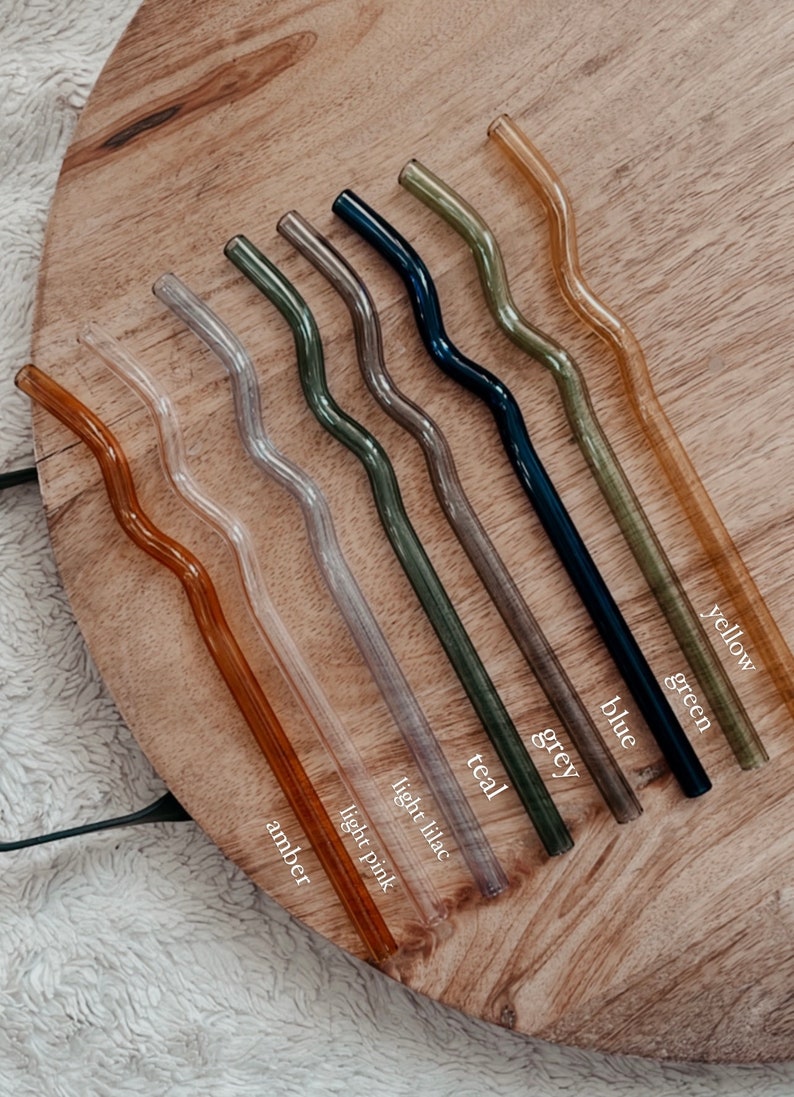 Wavy Glass Colored Straws Trendy Glass Straw Color Straws Straw for ...