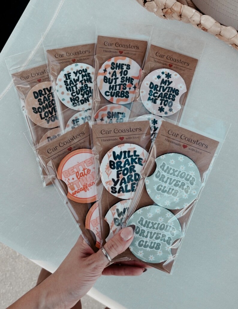 Trendy Car Coasters - Girl Car Coaster Set - Funny Coasters - Aesthetic ...