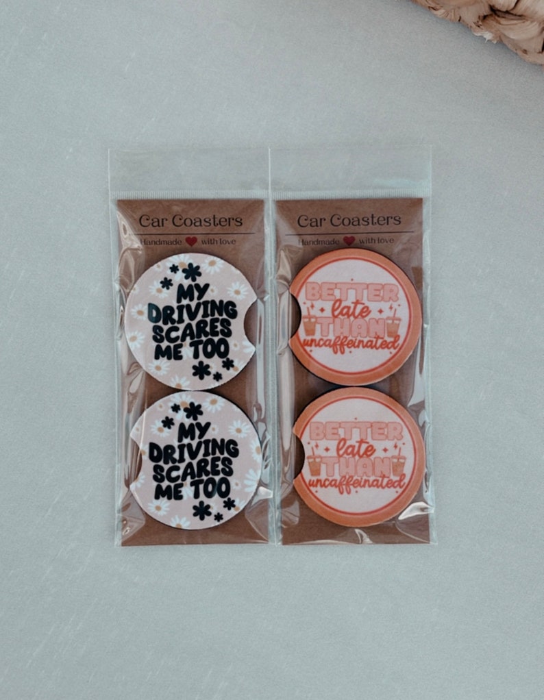 Trendy Car Coasters - Girl Car Coaster Set - Funny Coasters - Aesthetic ...