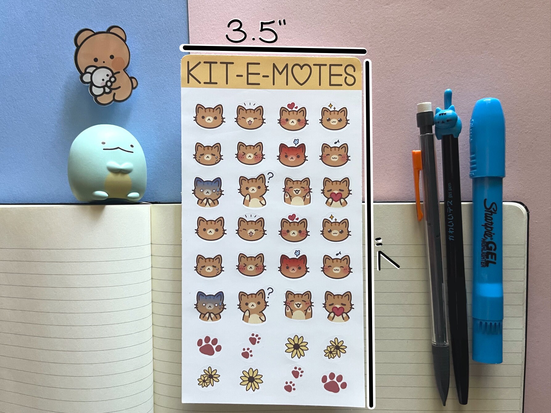 KIT-E-MOTES Kitty Emote Sticker Sheets, Cute Cat Stationary, Cat Emoji ...