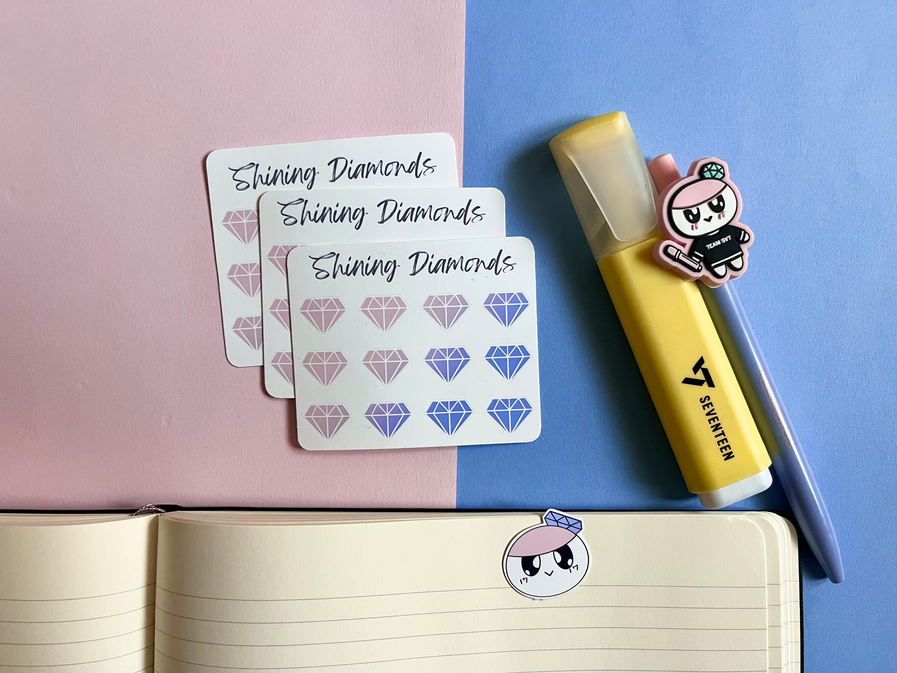 Shining Diamonds Sticker Sheets Diamond Stationery Cute - Etsy