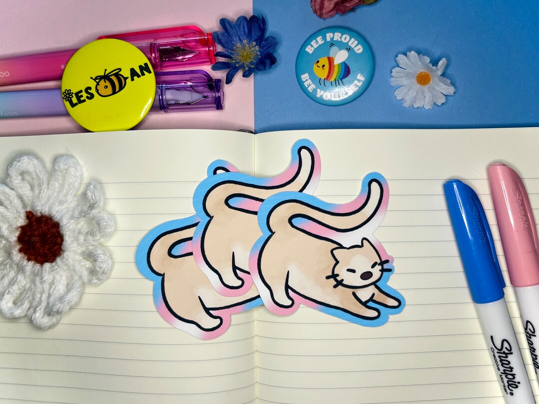 Transgender Pride Kitty, Pride Theme Cat Stickers - Etsy