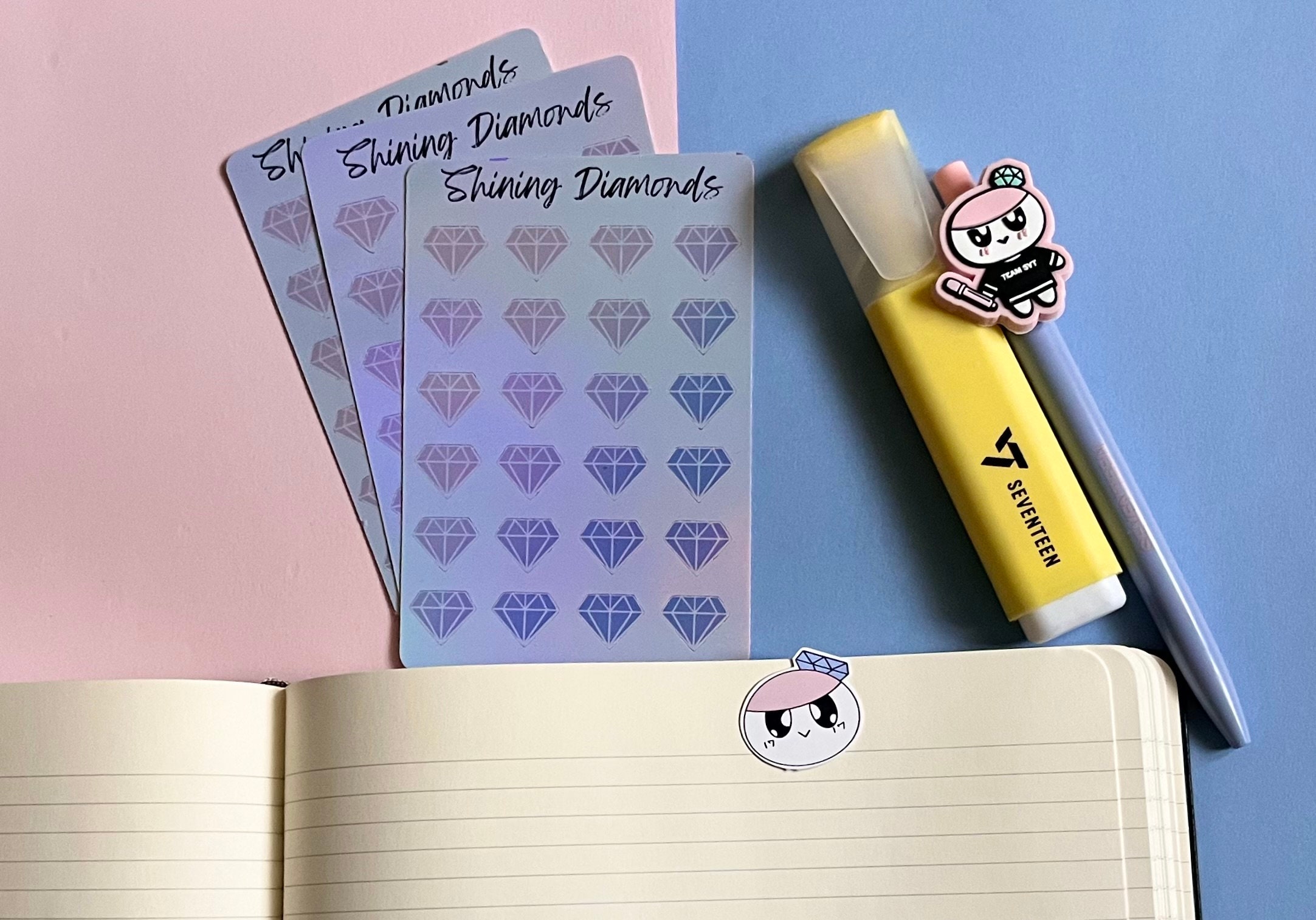 Shining Diamonds Sticker Sheets, Diamond Stationery, Cute Diamond ...