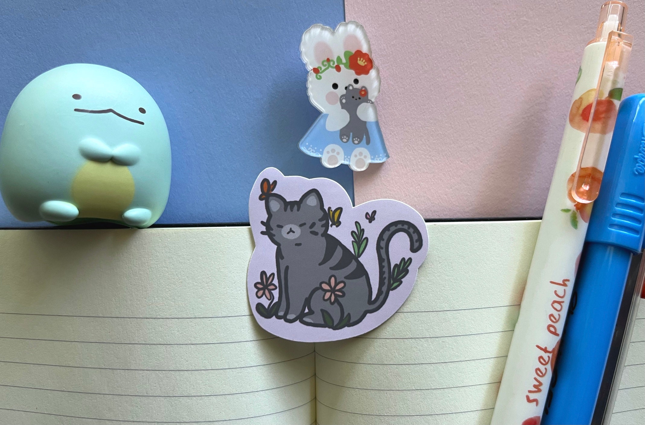 Grey Tabby Kitty Sticker, Cute Cat Stickers, Cat Stationery - Etsy