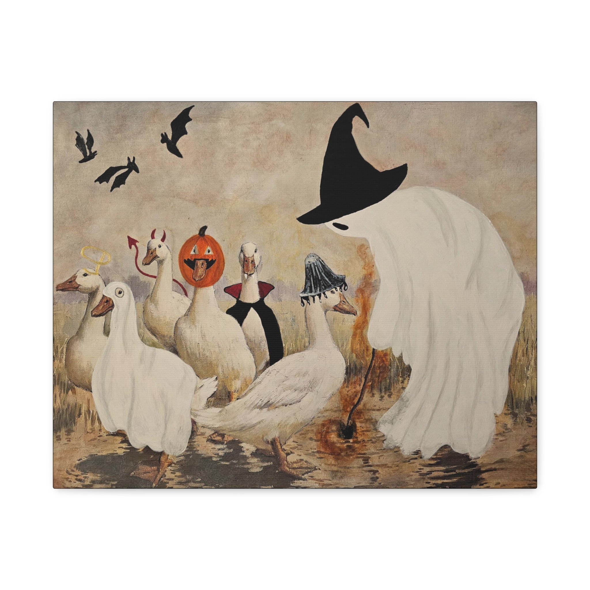 Thrifted Ghost Painting - Halloween Wall Art - Ghost Painting ...