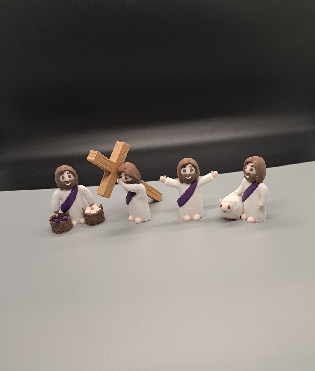 3D Printed Jesus Figures Pack of 4, Jesus With Lost Sheep, Jesus With ...