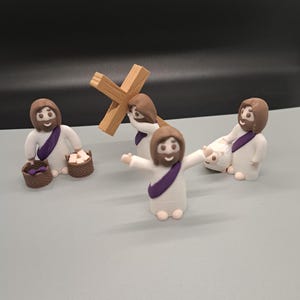 3D Printed Jesus Figures Pack of 4, Jesus With Lost Sheep, Jesus With ...
