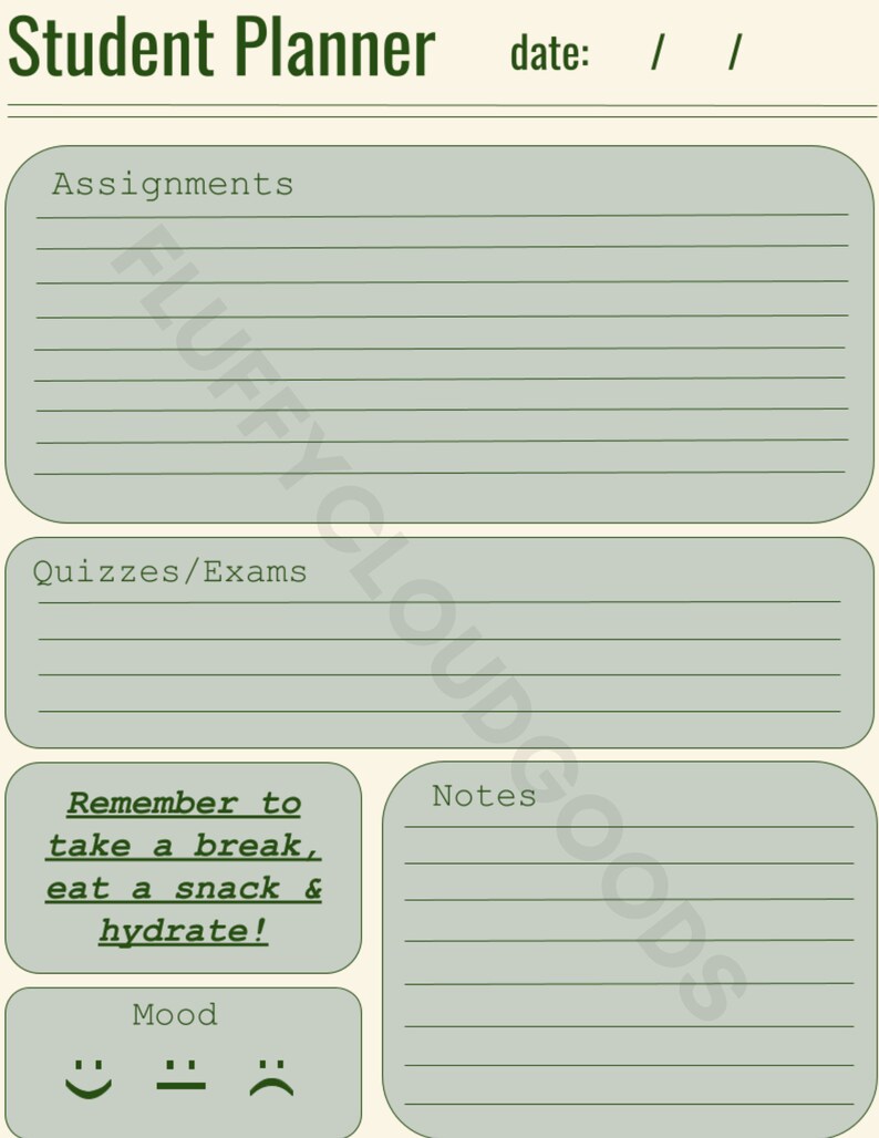 Daily Student Planner Printable, Downloadable Planner, Printable ...