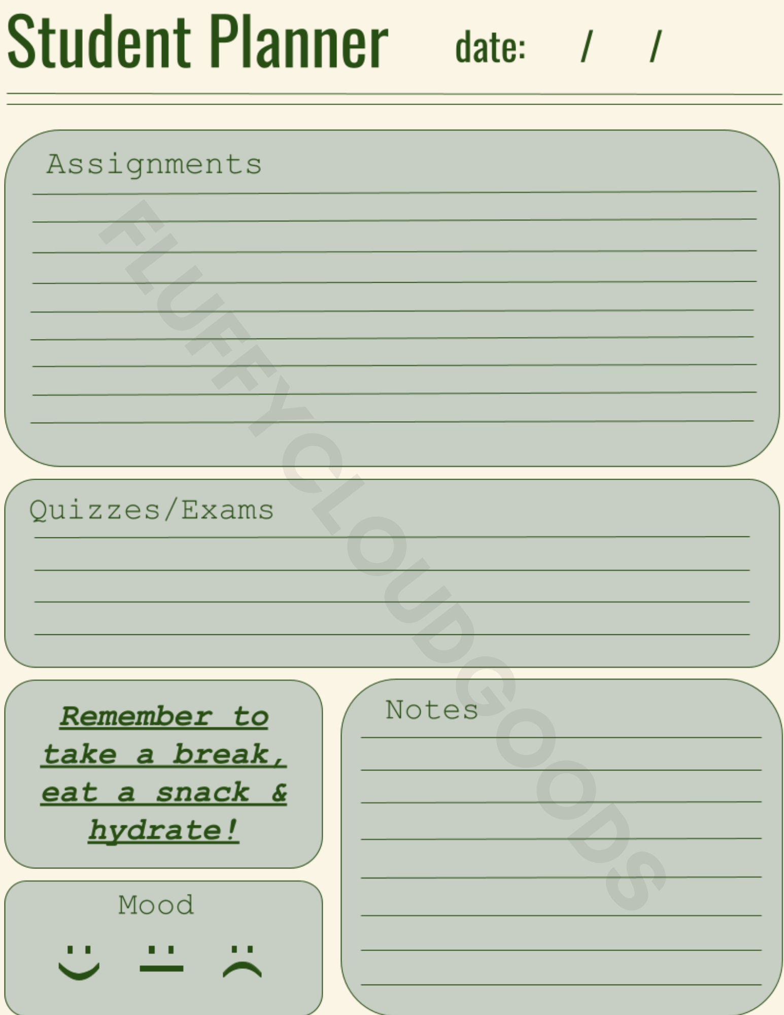 Daily Student Planner Printable, Downloadable Planner, Printable ...