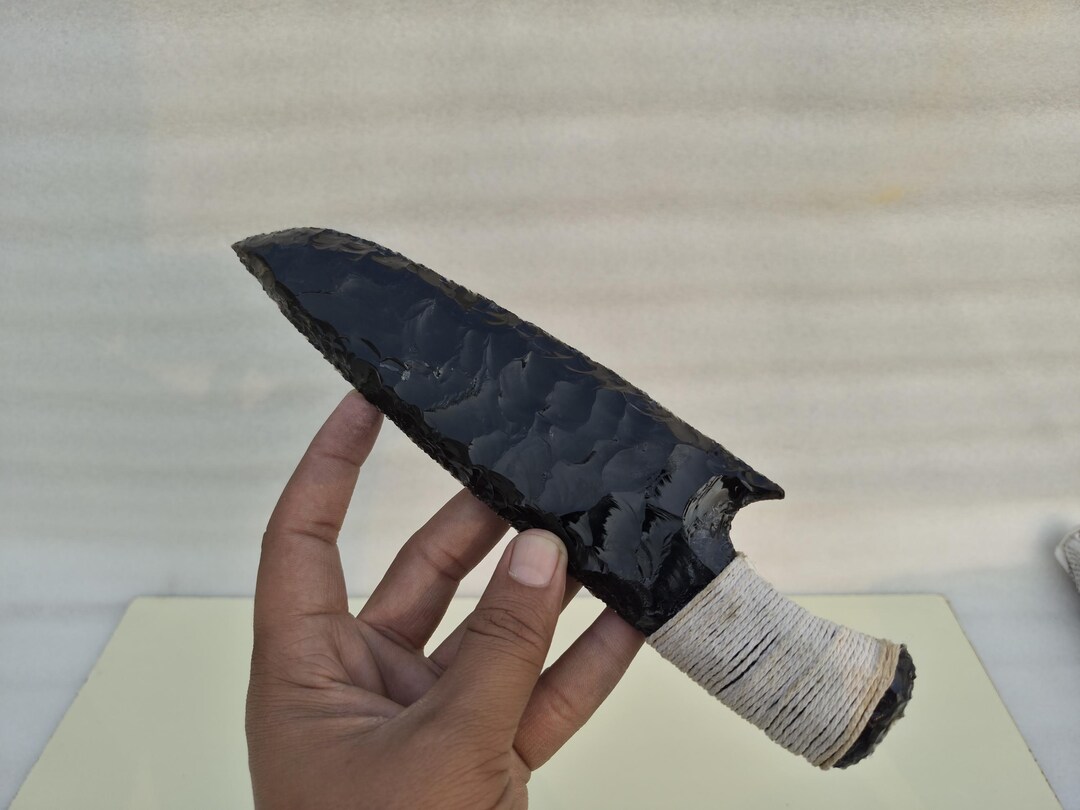 Obsidian Athame 10" – Lava Glass Ritual Knife With White Thread Wrap - Etsy