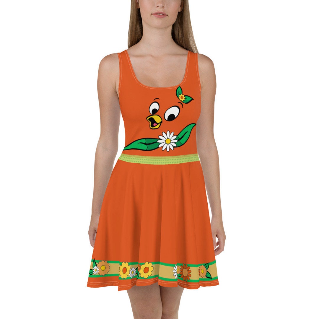 Orange Birdie Skater Dress - Etsy