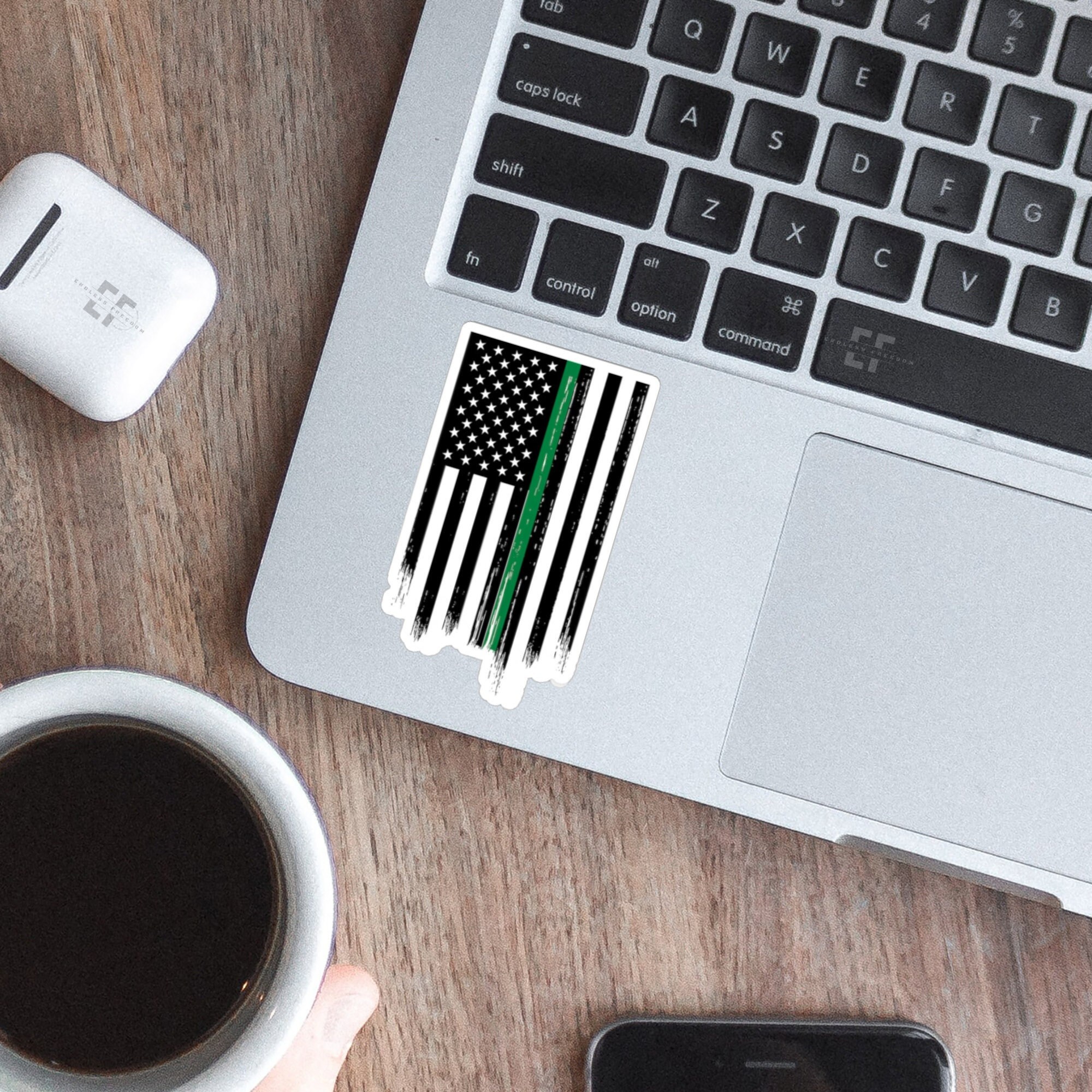 Distressed Thin Green Line American Flag Sticker Thin Green - Etsy