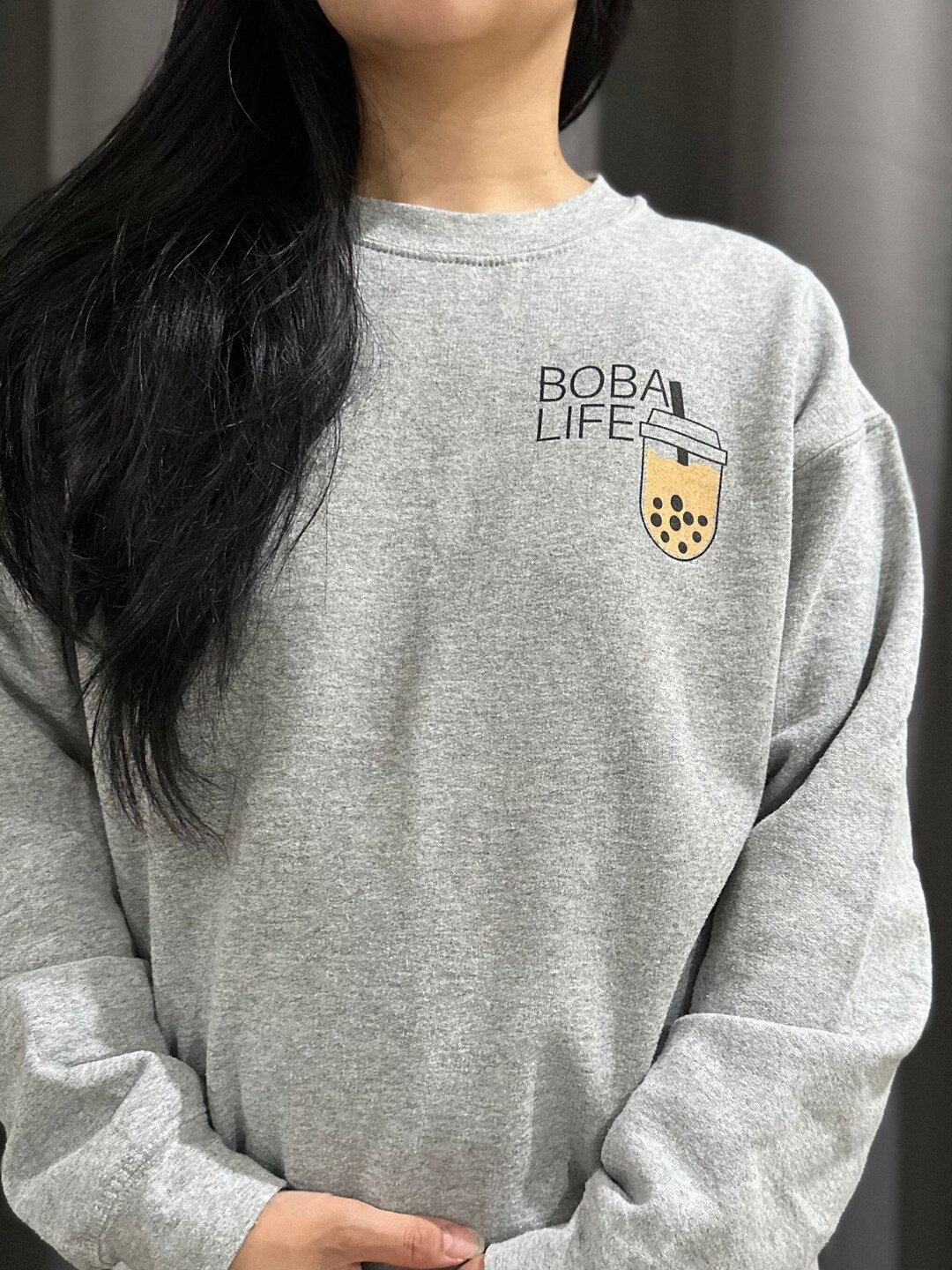 Boba Sweater FRONT and BACK - Bubble Tea Sweatshirt Kawaii Crewneck ...