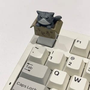 Kawaii Cute Keycap - Cat in Box or Bear in Cat Costume for Mechanical ...