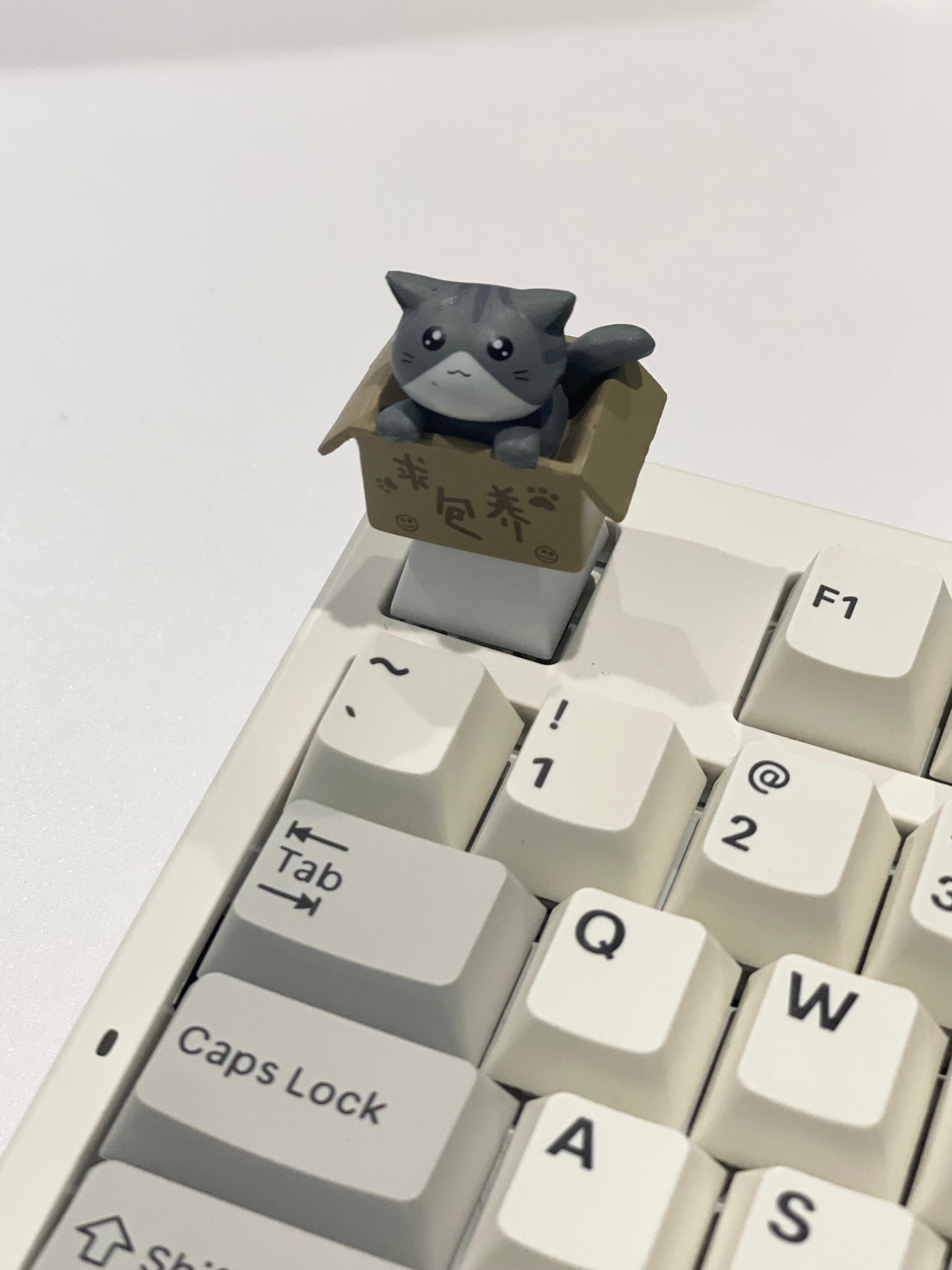 Kawaii Cute Keycap - Cat in Box or Bear in Cat Costume for Mechanical ...