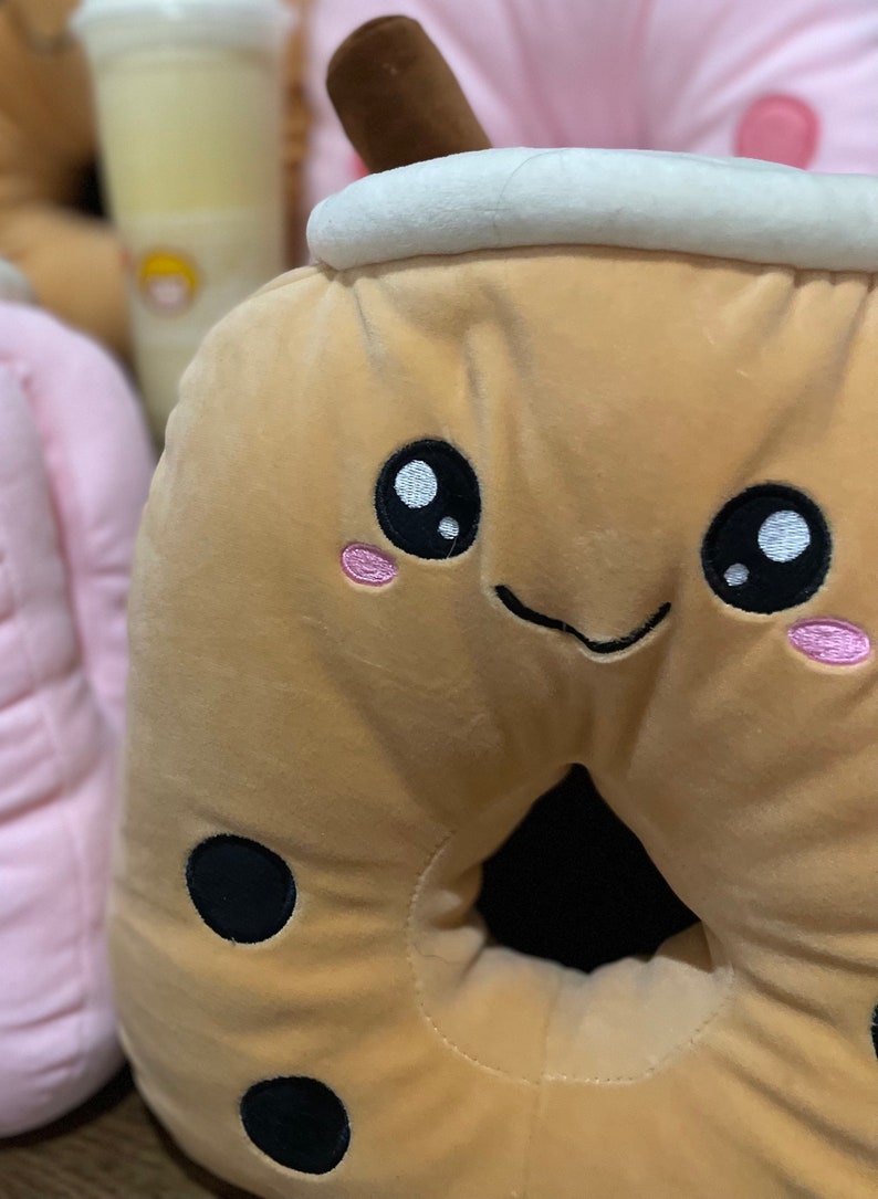 Boba Travel Pillow Plush - Kawaii Cute Plushie Cushion for Airplane or ...