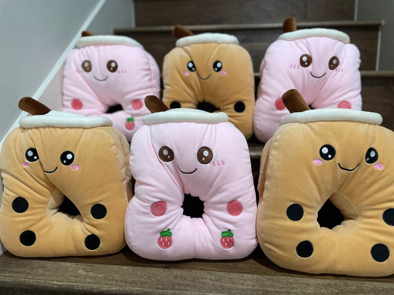 Boba Travel Pillow Plush - Kawaii Cute Plushie Cushion for Airplane or ...