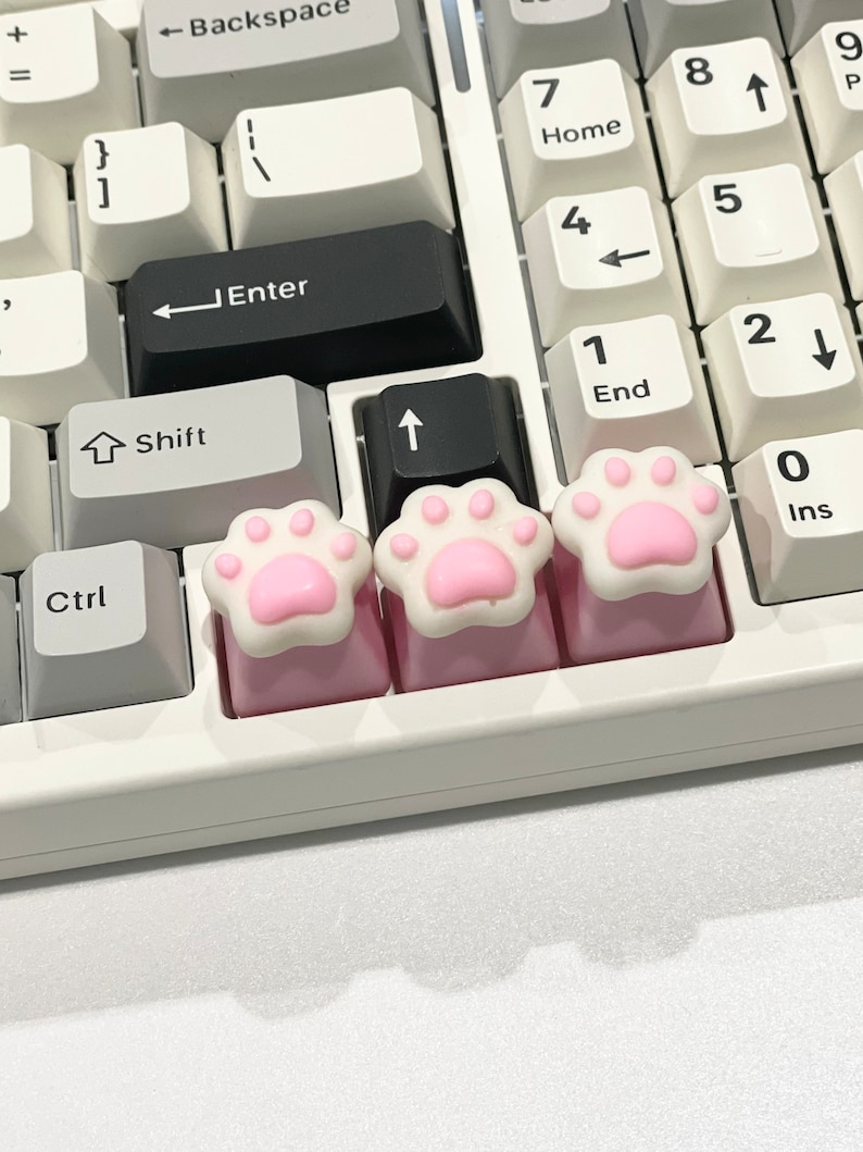 Kawaii Cute Keycap (cloud or Paw) - White & Pink for Mechanical ...