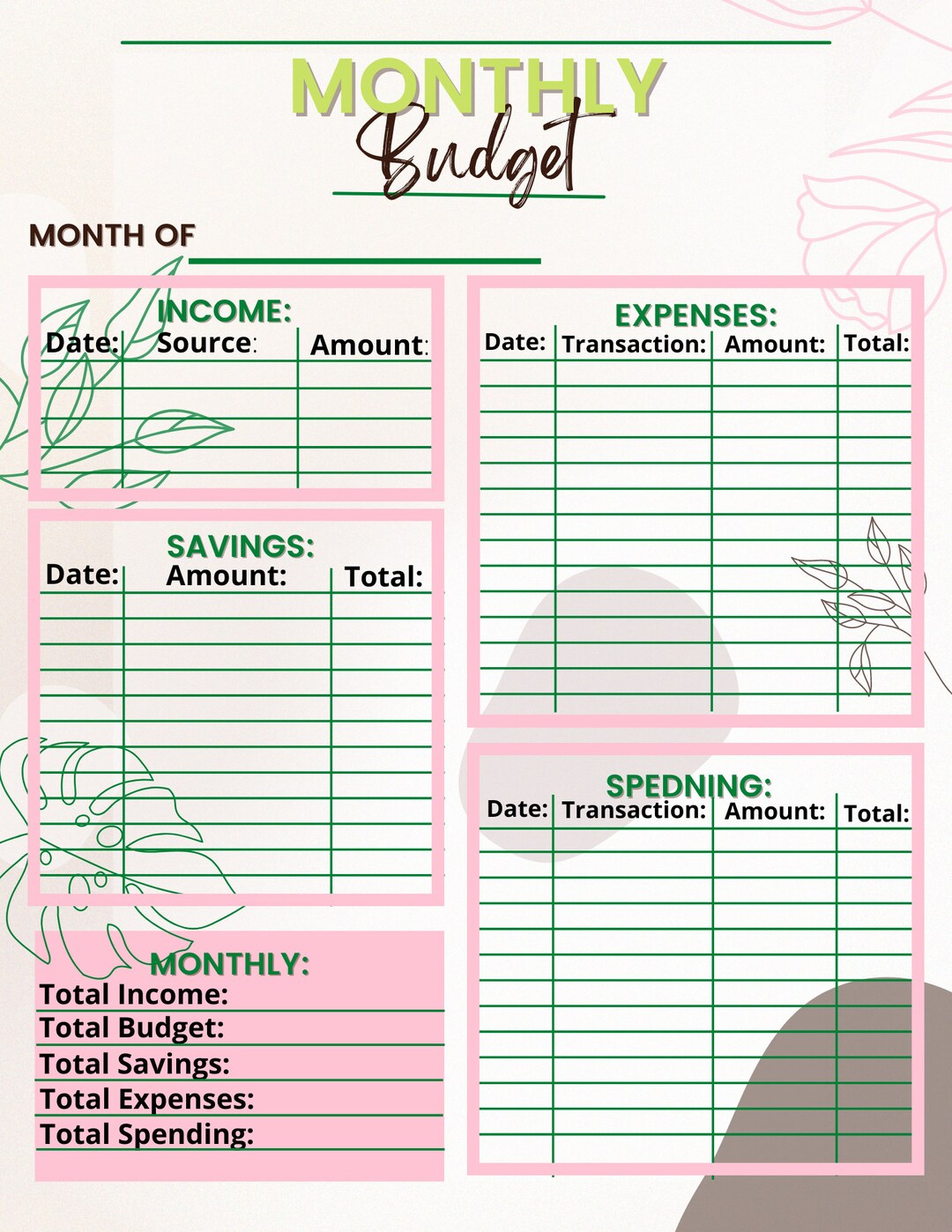 Budget Planner - Etsy