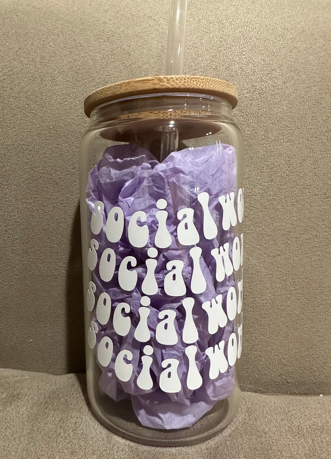 Social Worker Cup, Iced Glass Coffee Cup, Social Work - Etsy