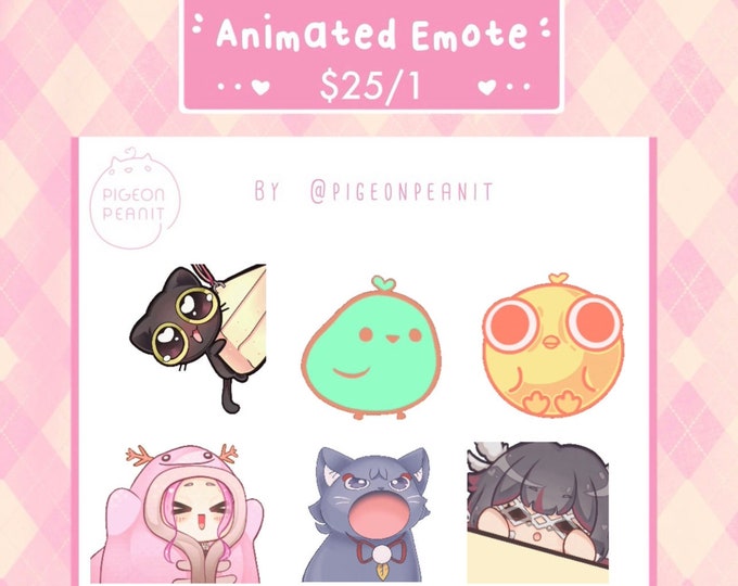 Custom Animated Twitch Emotes Discord Cute Emoticons Chibi Animals ...