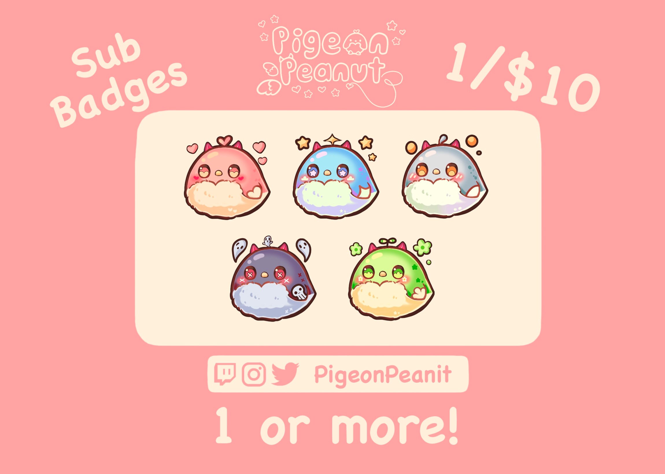 Custom Twitch Sub Badge Emotes Kawaii Cute Personalized - Etsy