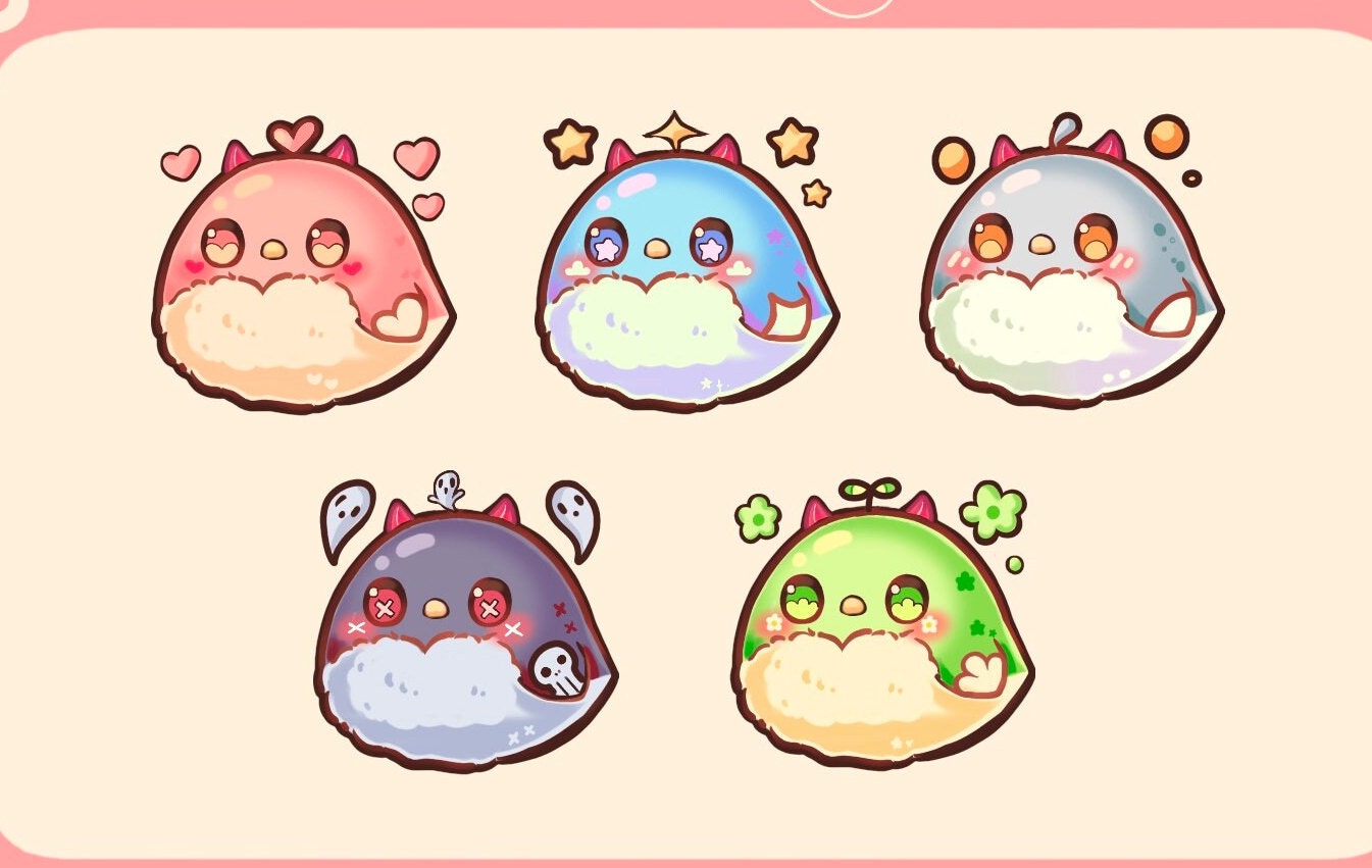 PACK OF 5 Custom Twitch Sub Badge Emotes Kawaii Cute Personalized ...