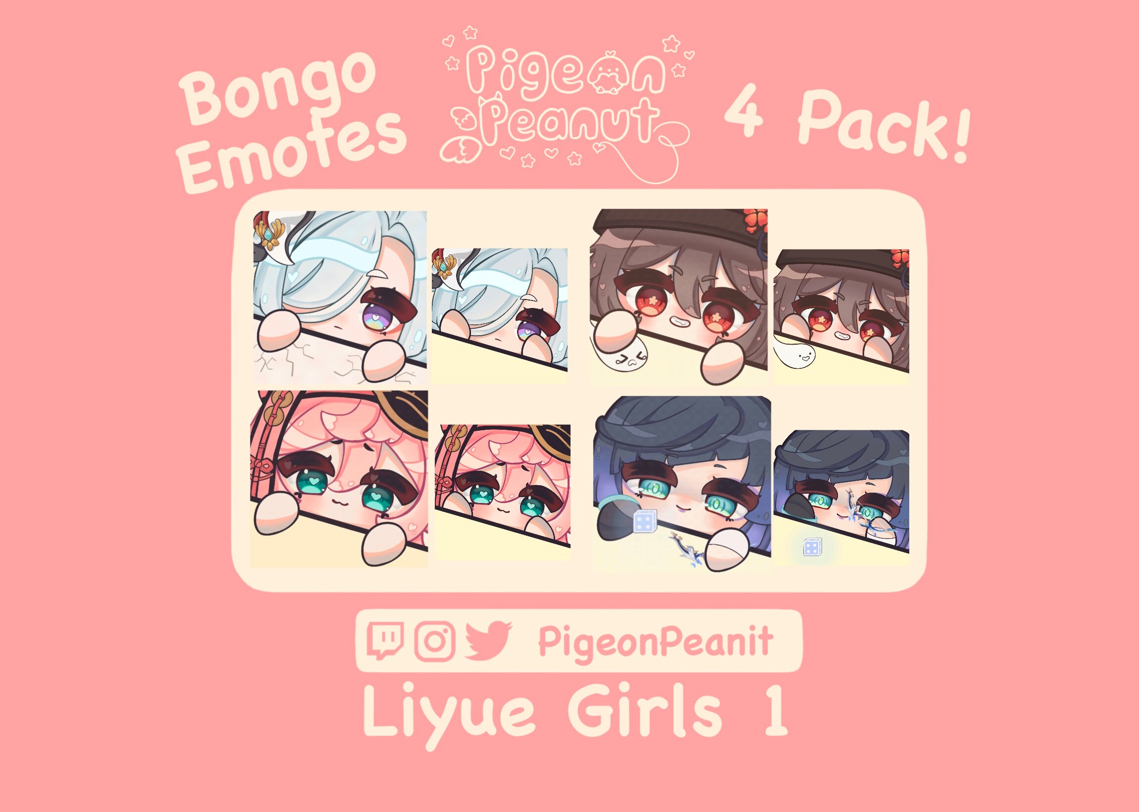 Genshin Impact Bongo Animated Twitch Emotes Yanfei Hutao Yelan Shenhe ...