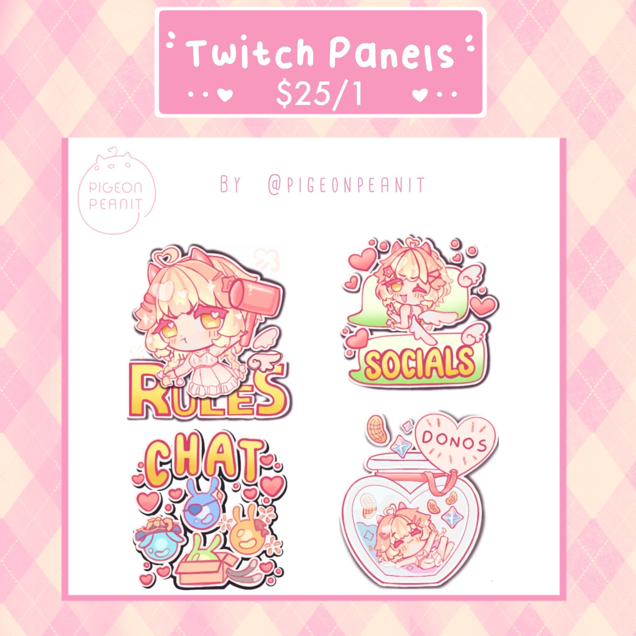 Custom Twitch Streaming Panels About Me Rules Chibi Cute - Etsy