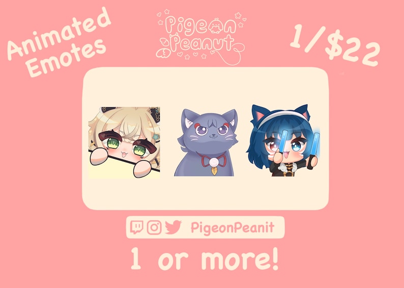 Custom Animated Twitch Emotes Discord Cute Emoticons Chibi Animals ...