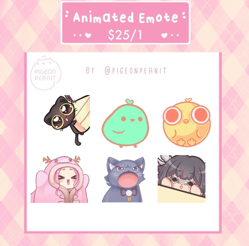 Custom Animated Twitch Emotes! Discord Cute Emoticons Chibi Animals ...